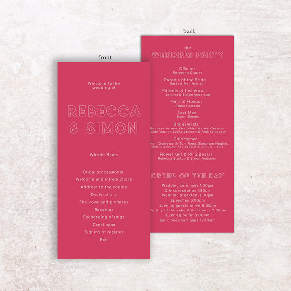 Bold wedding program – NIVI Design
