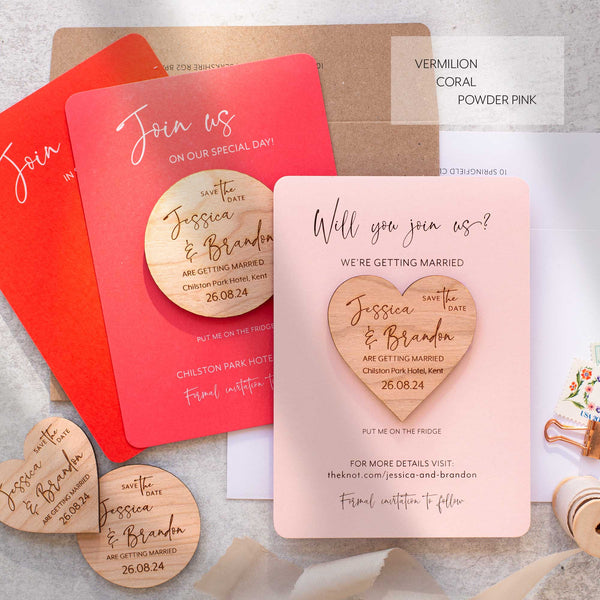 Heart Save The Date Magnets With Luxury Coloured Cards – NIVI Design