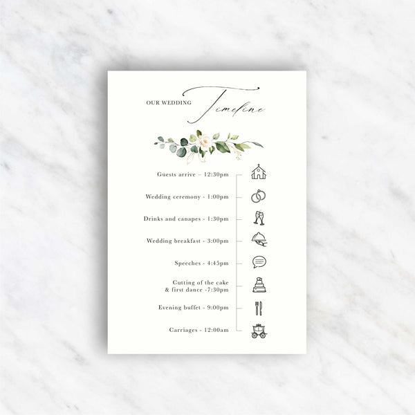 White Floral Evergreen Timeline card – NIVI Design