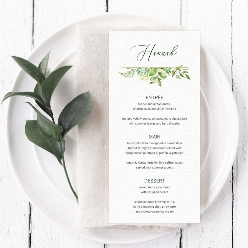 Foliage Menu Card With Guest Names – NIVI Design